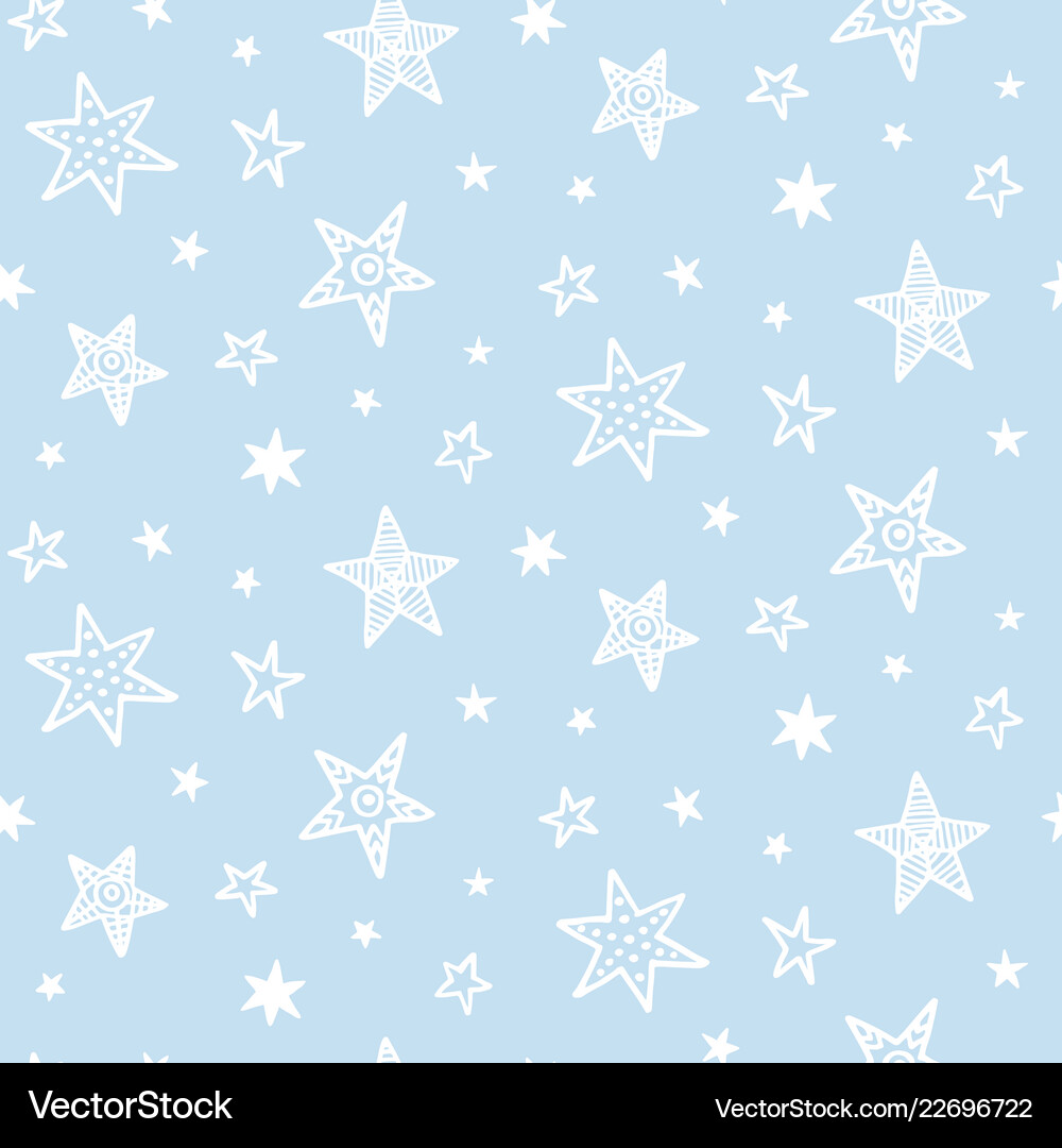 Hand Drawn Star Doodle Pattern Royalty Free Vector Image