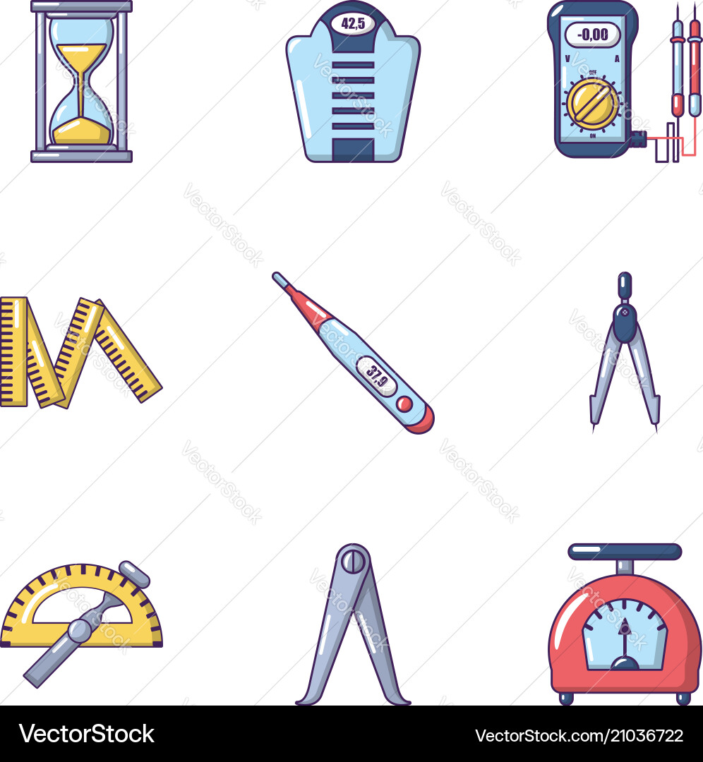 Measure icons set cartoon style Royalty Free Vector Image