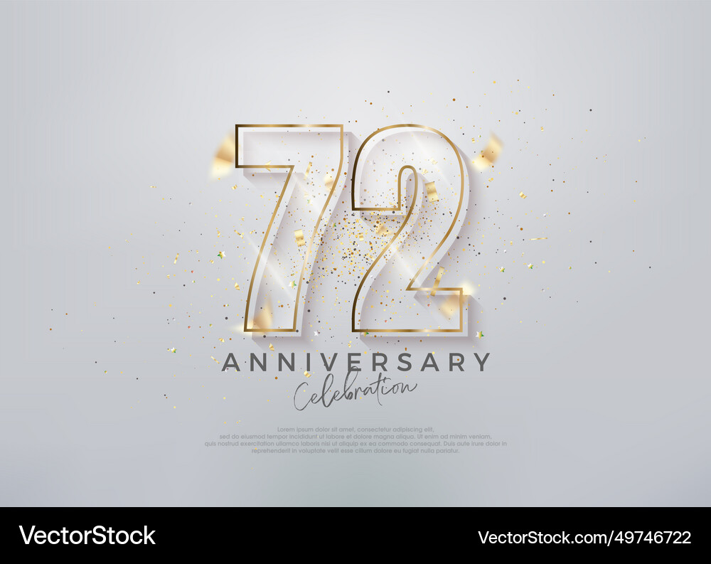 Modern number 72nd with unique glass numerals Vector Image