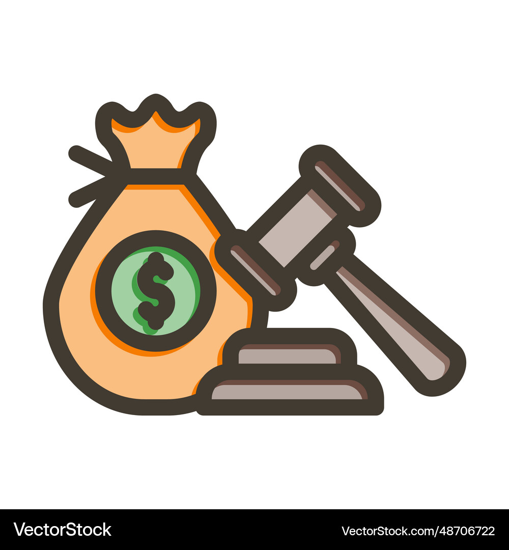 Penalty thick line filled colors icon Royalty Free Vector