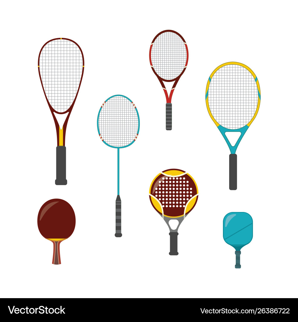 Set sport game equipment - rackets Royalty Free Vector Image
