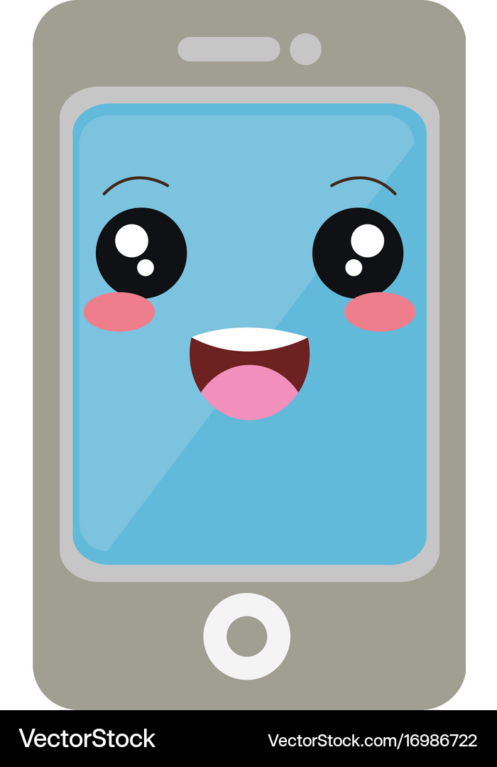 Smartphone device kawaii character Royalty Free Vector Image