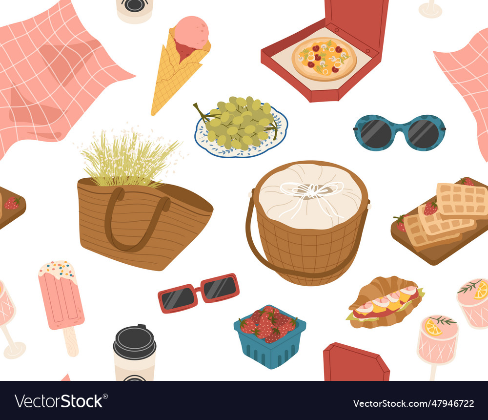 Summer picnic seamless pattern Royalty Free Vector Image Summer picnic seamless pattern Royalty Free Vector Image
