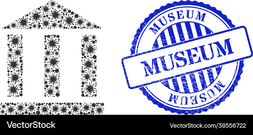Textured museum stamp and covid19 library building