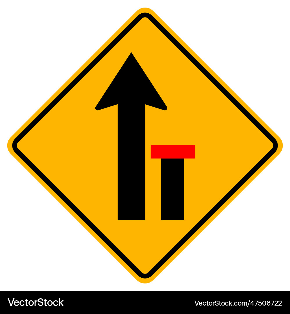 Warning signs right lane ends on white background Vector Image
