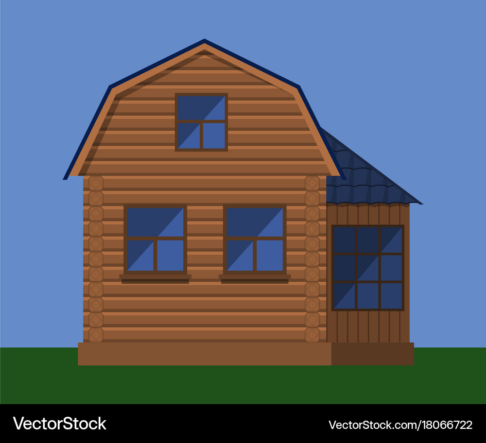 Wooden house with attic Royalty Free Vector Image