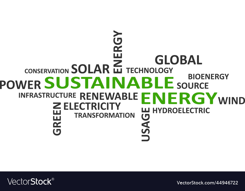 Word cloud - sustainable energy Royalty Free Vector Image