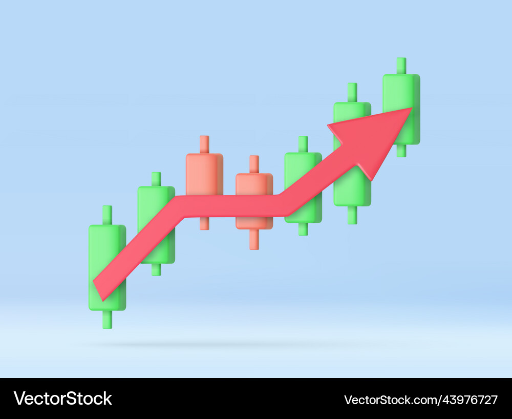 3d growth stock diagram financial graph Royalty Free Vector