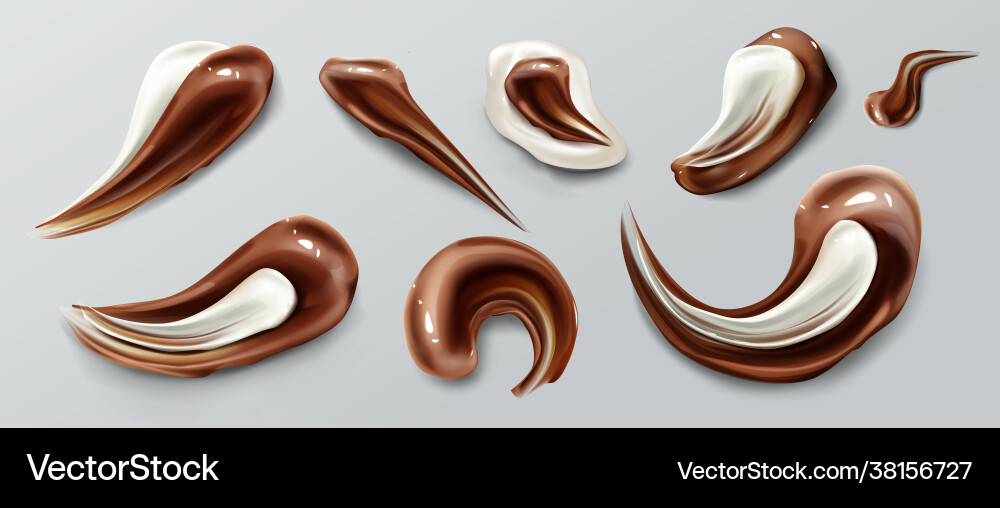 Chocolate strokes brown liquid ganache smears Vector Image