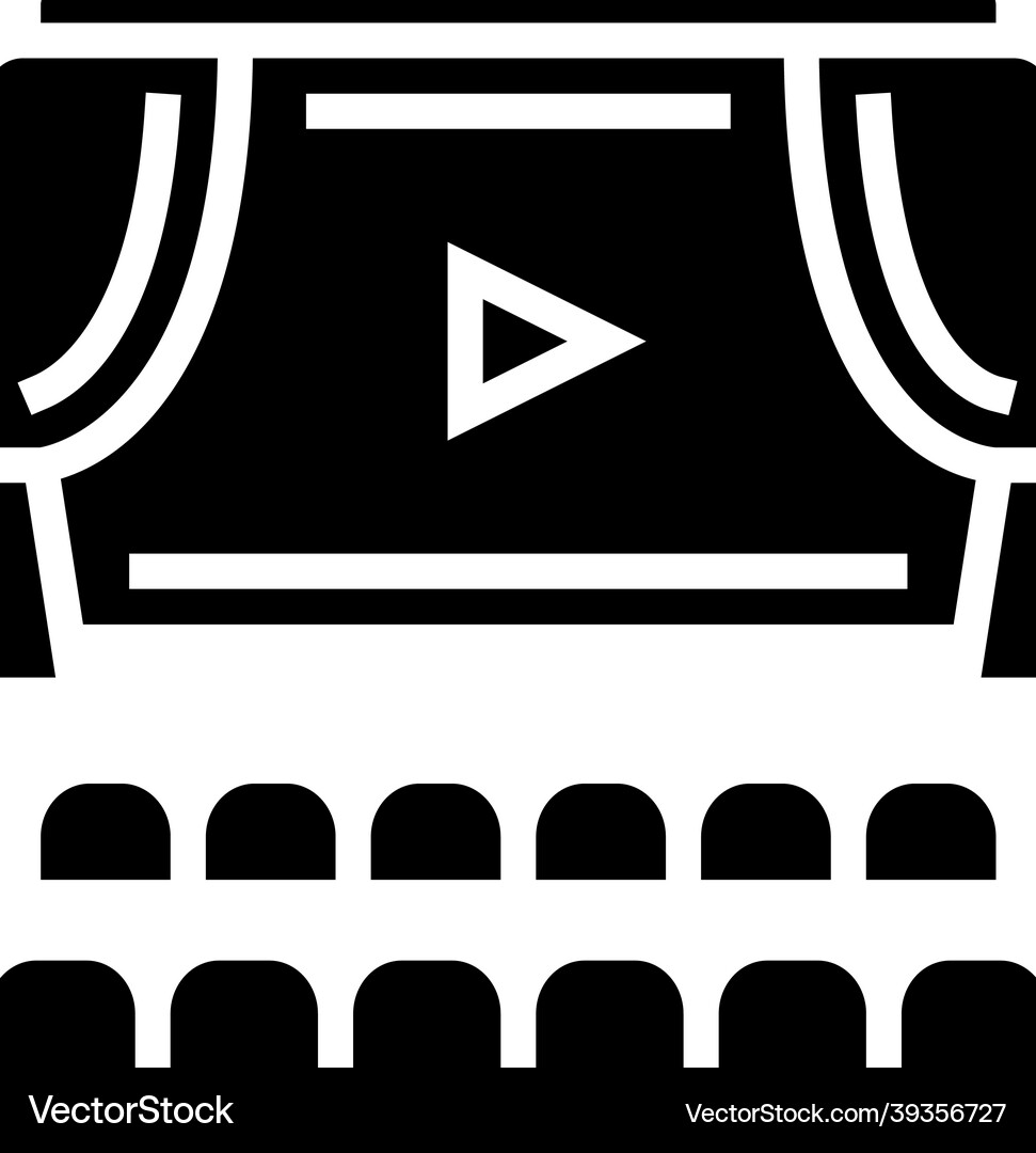 Cinema display and seats glyph icon Royalty Free Vector