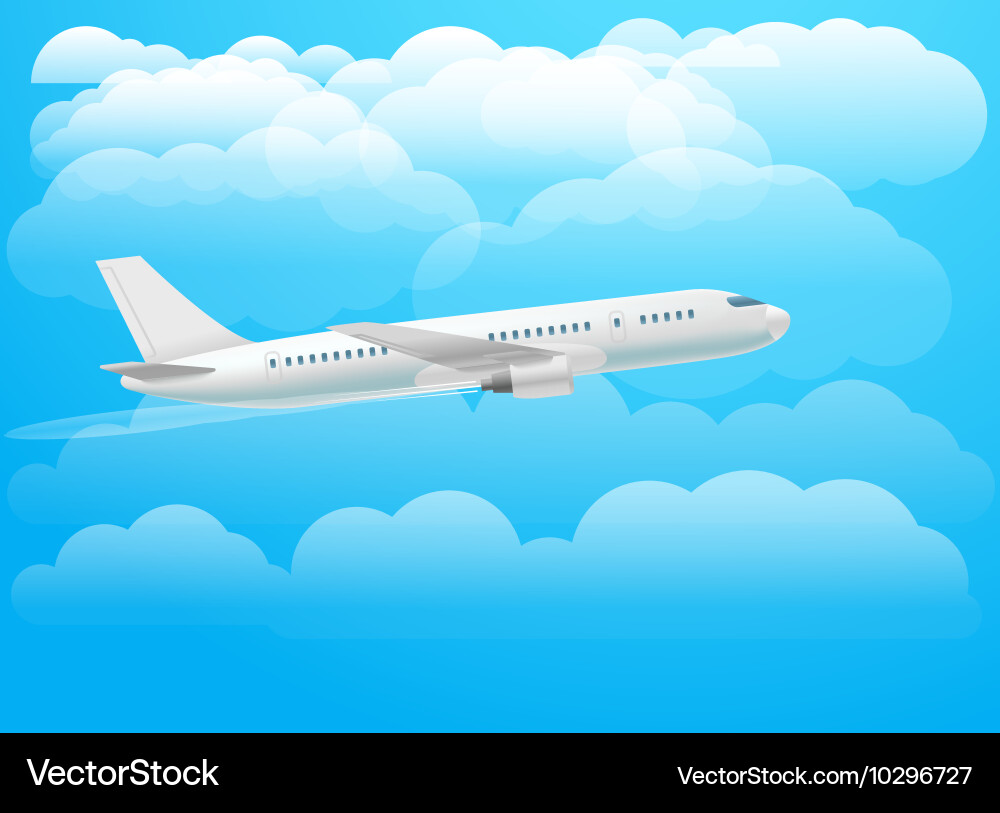Flying aircraft in the sky flat design Royalty Free Vector