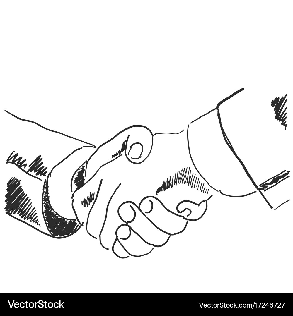 Hand drawn sketch of a handshake Royalty Free Vector Image