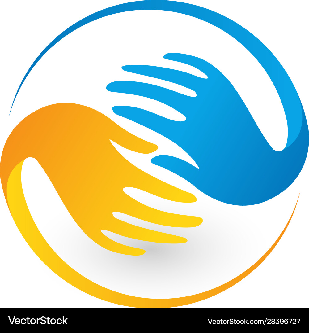 Isolated colorful hands logo global Royalty Free Vector