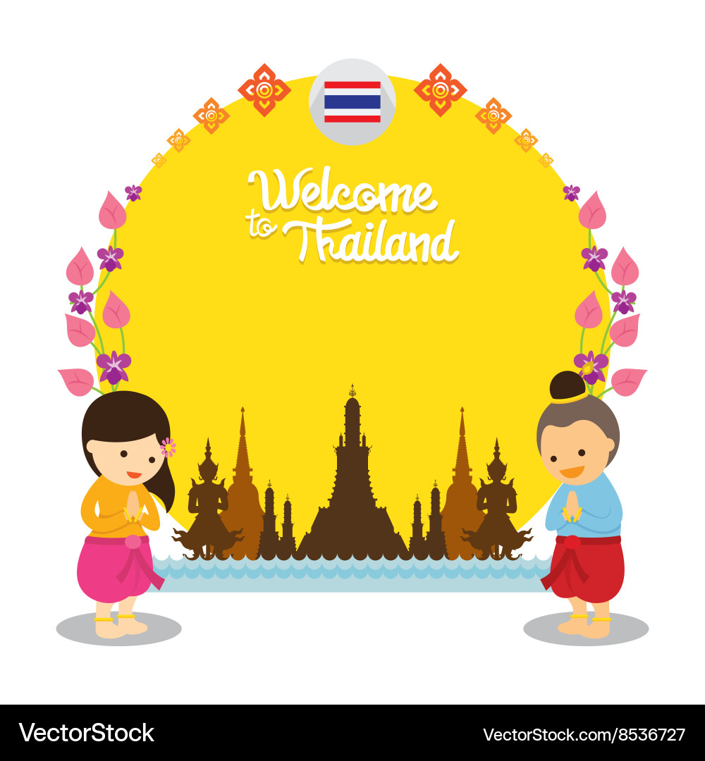 Kids welcome to thailand frame Royalty Free Vector Image