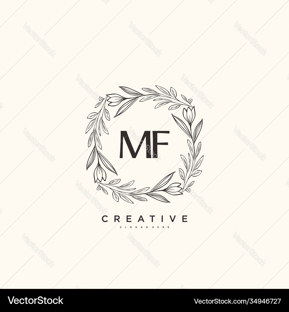 Mf beauty initial logo art handwriting logo Vector Image