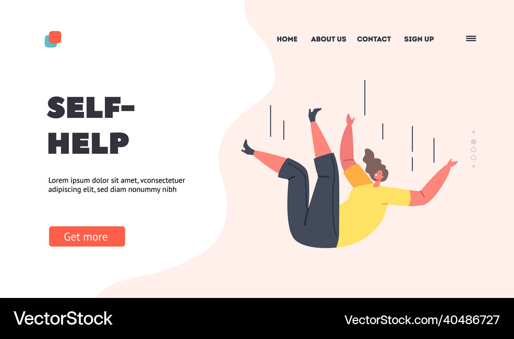 Self help landing page template unhappy woman Vector Image