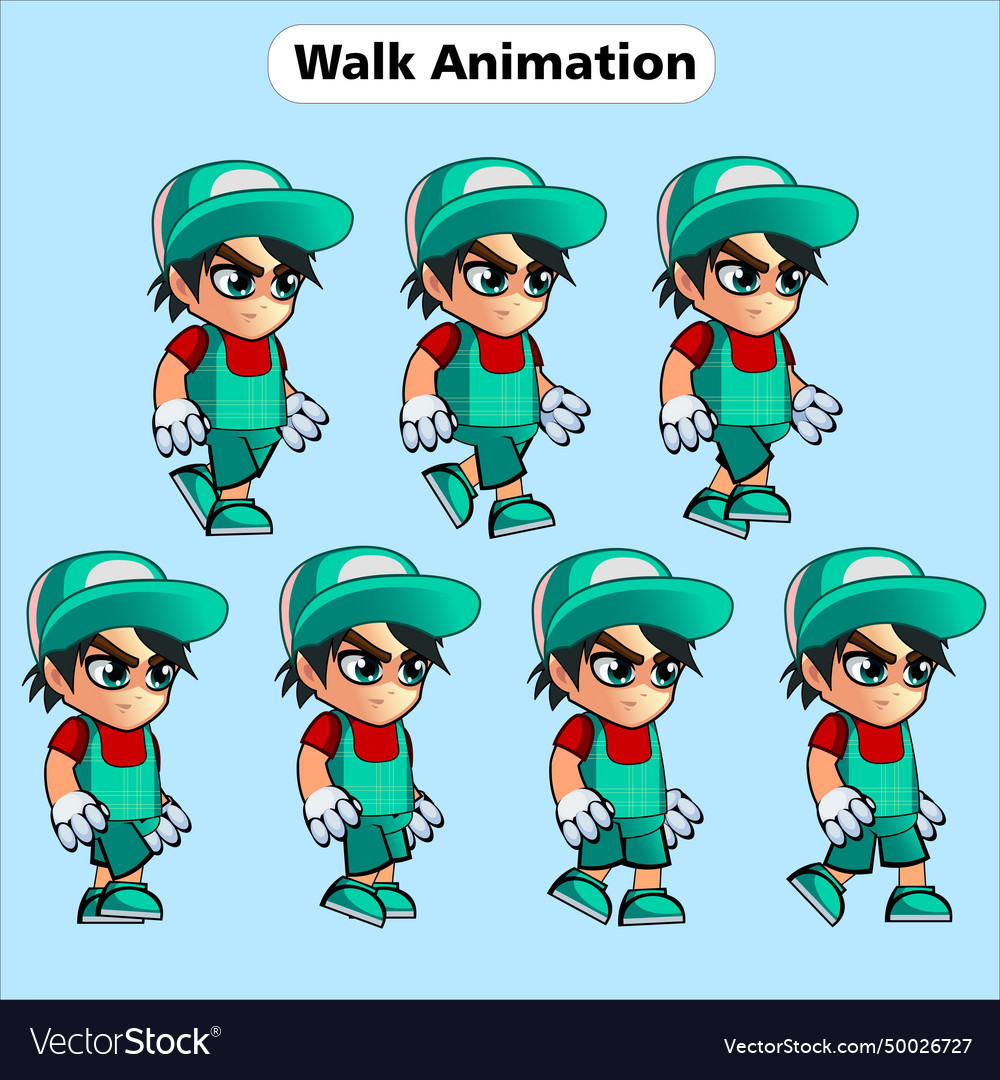 Set of 2d character walk animation Royalty Free Vector Image