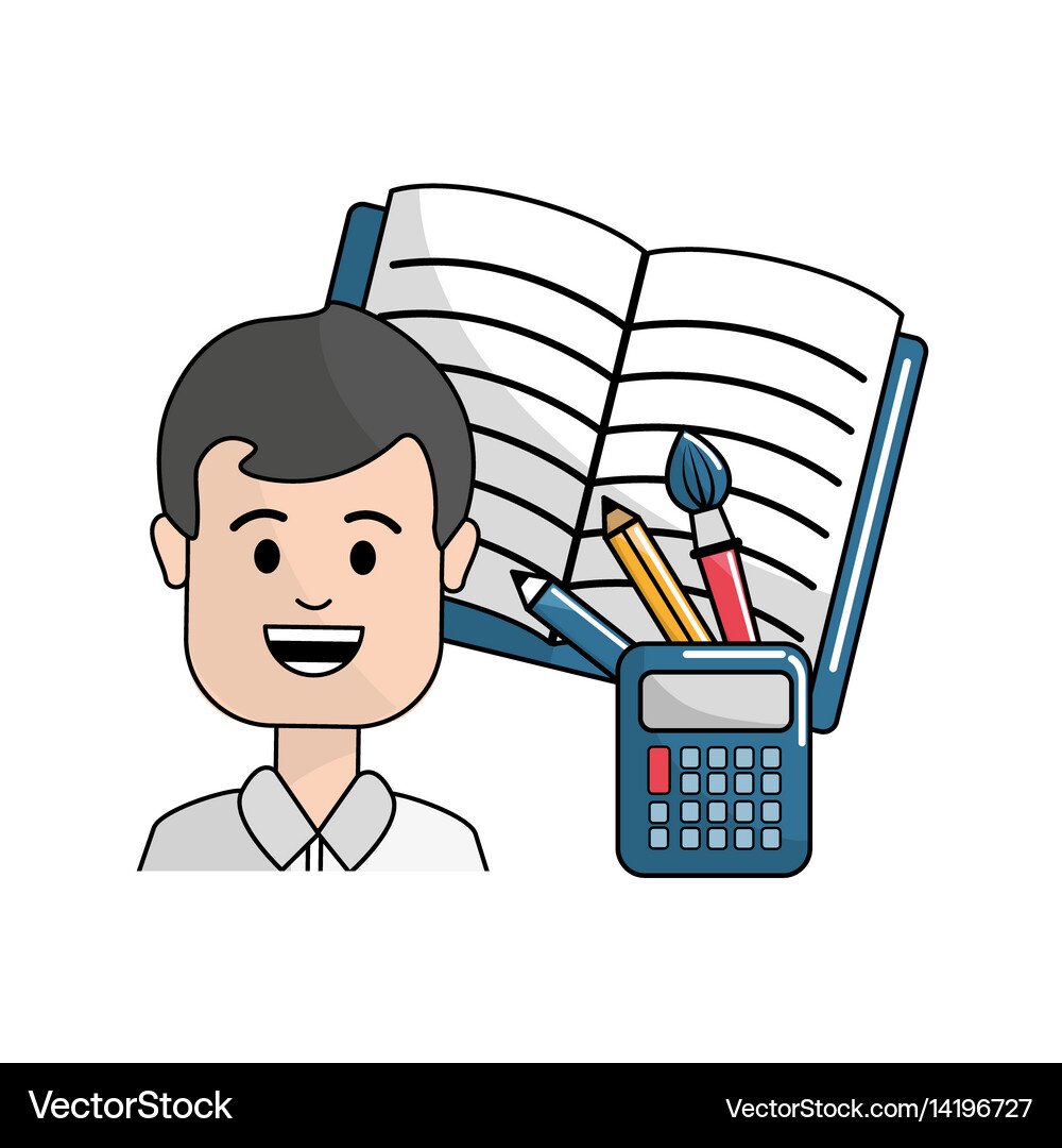 Teacher with school tools and global planet Vector Image