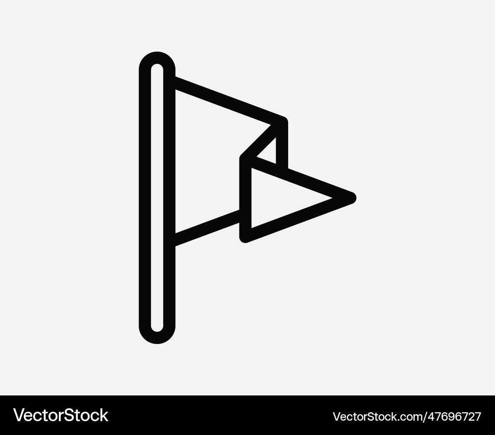 Triangle flag on pole icon symbol sign banner wave