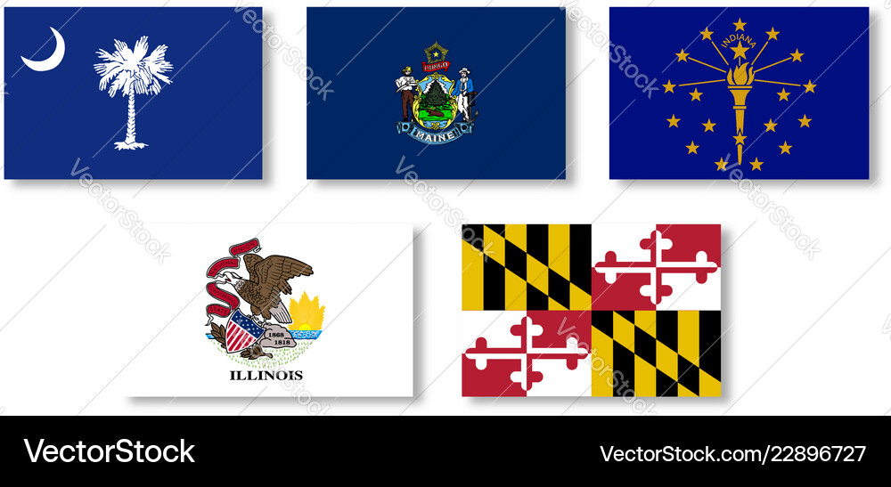 United states state flag collection Royalty Free Vector