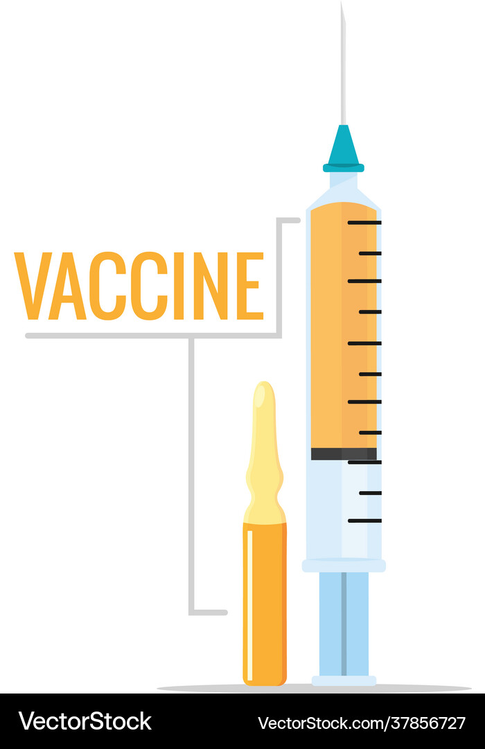 Vial and syringe vaccination poster Royalty Free Vector