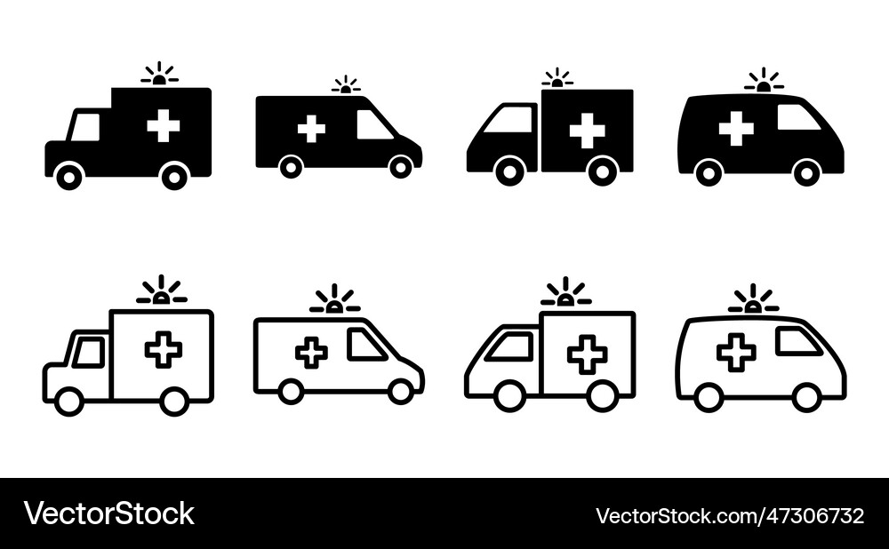 Ambulance icon set truck icon Royalty Free Vector Image
