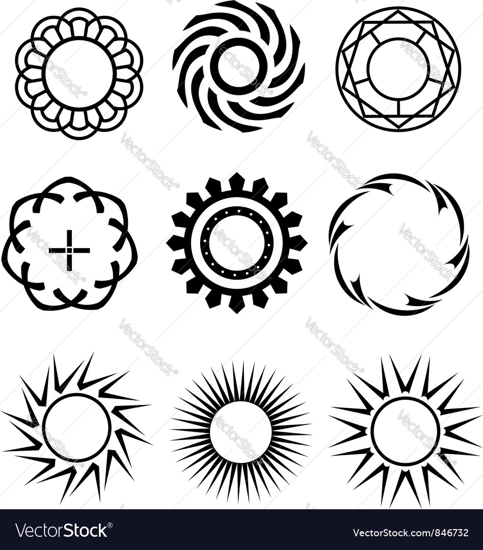 Black circle design elements 1 Royalty Free Vector Image