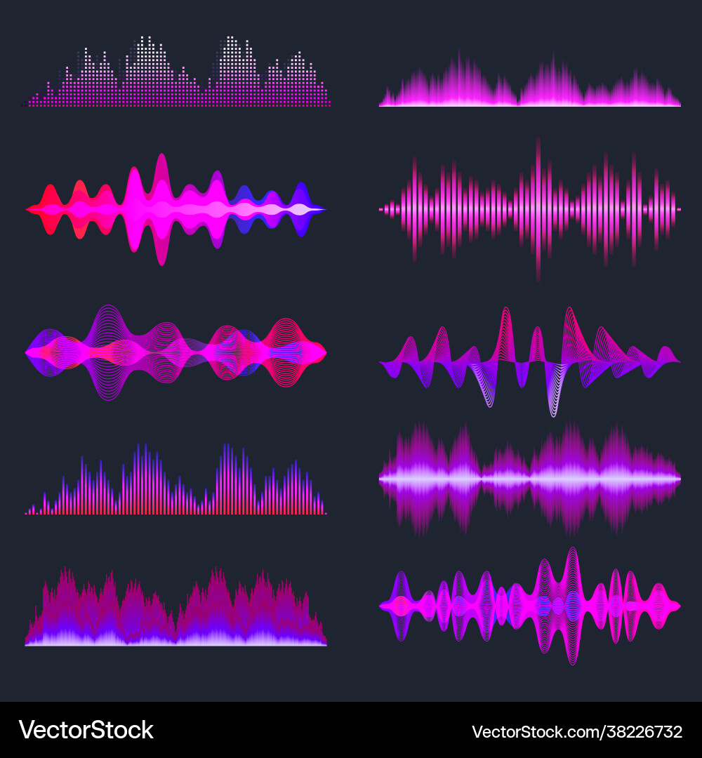 Colorful sound waves collection analog and Vector Image