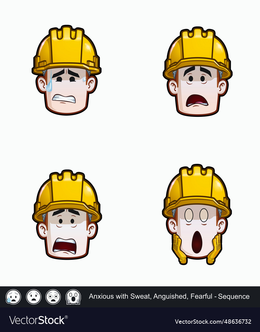 Construction worker - expressions concerned Vector Image