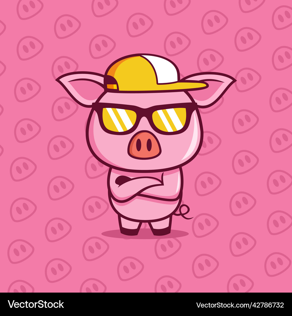 Cool boss pig wears a eyeglasses Royalty Free Vector Image