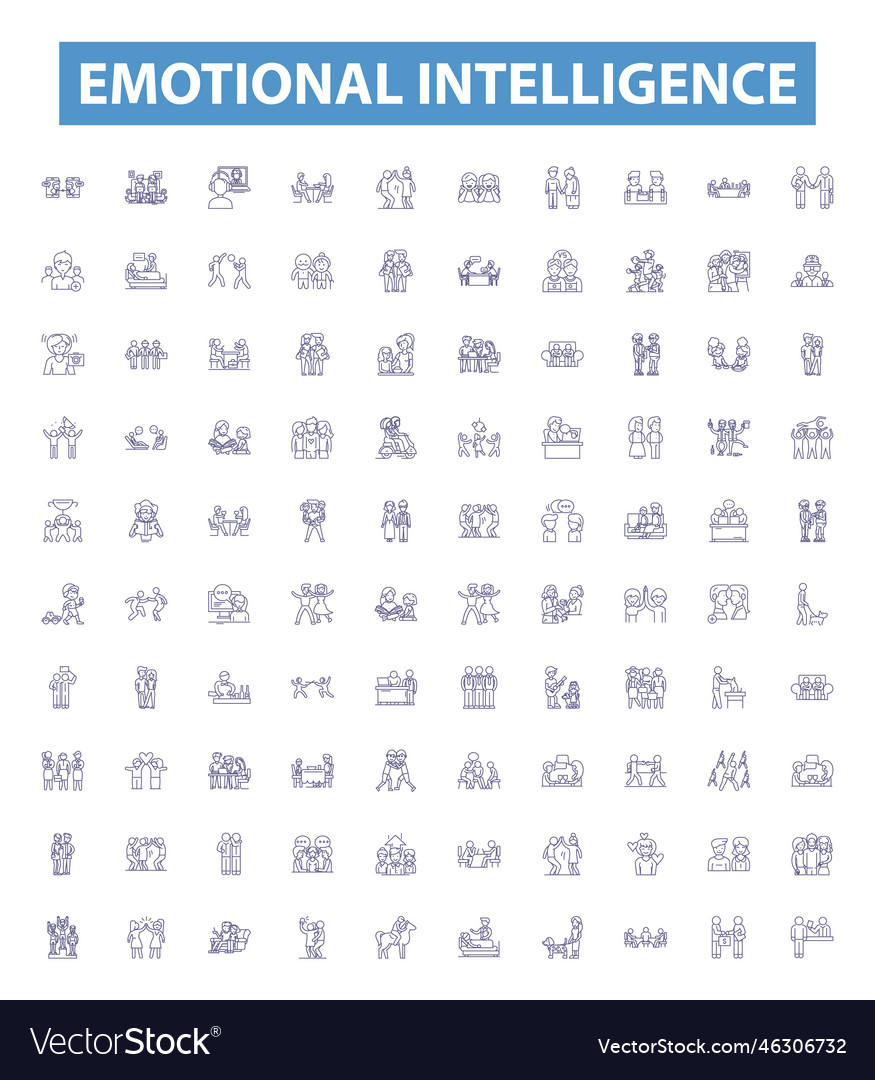 Emotional intelligence line icons signs set Vector Image Emotional intelligence line icons signs set Vector Image