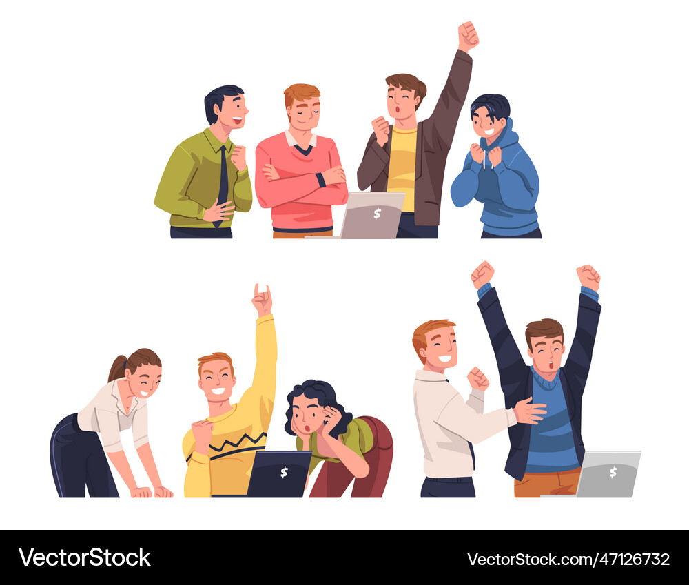 Lucky people character celebrating success Vector Image