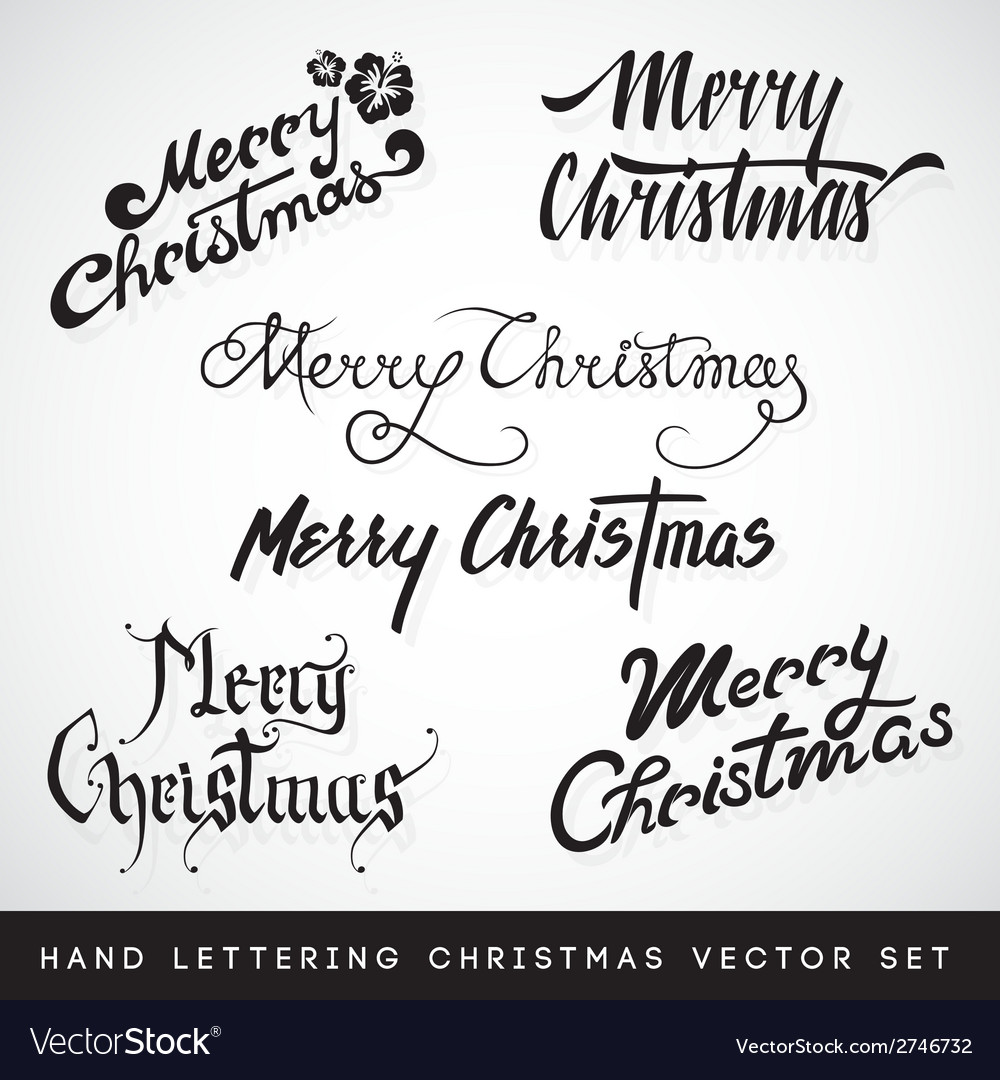 Merry christmas hand lettering set Royalty Free Vector Image Merry christmas hand lettering set Royalty Free Vector Image