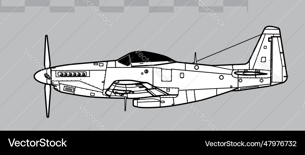 North american p-51h mustang Royalty Free Vector Image