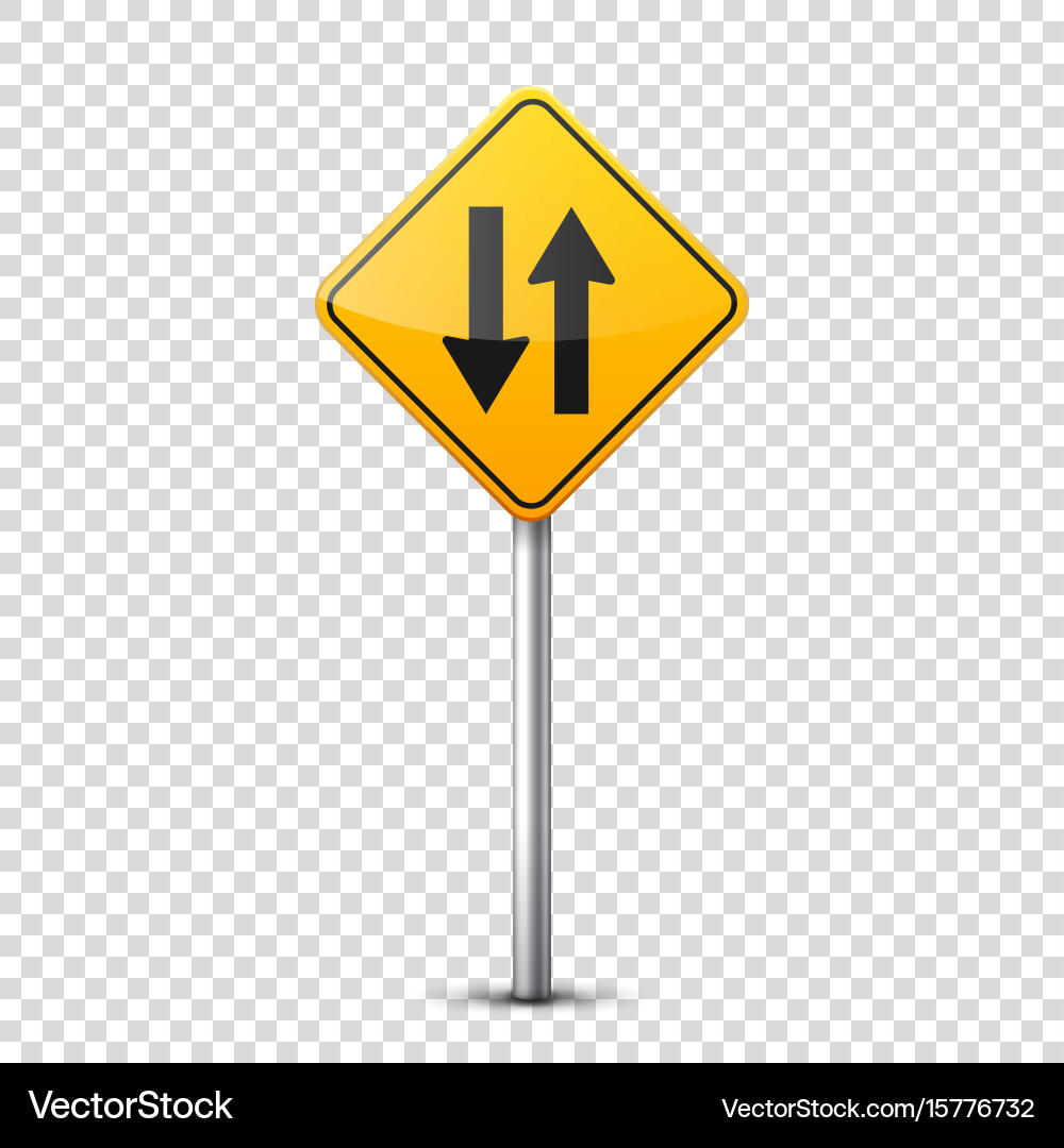 Road yellow signs collection isolated Royalty Free Vector