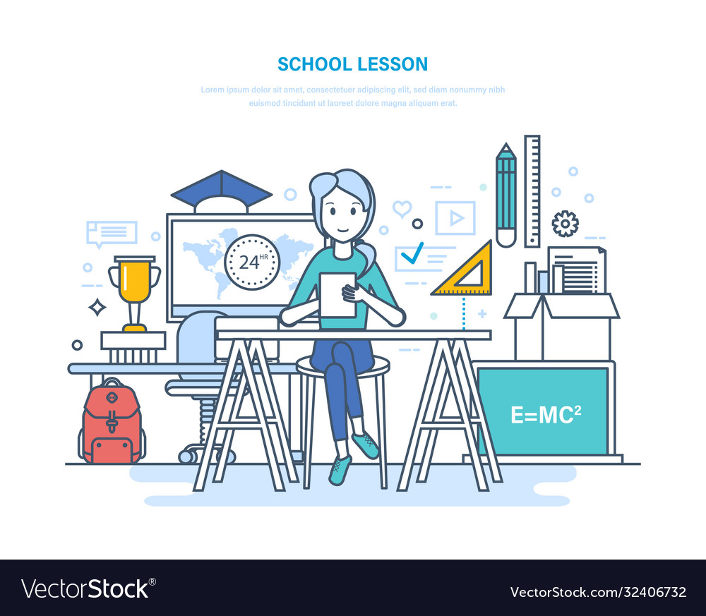 School lesson pupils and students in class Vector Image