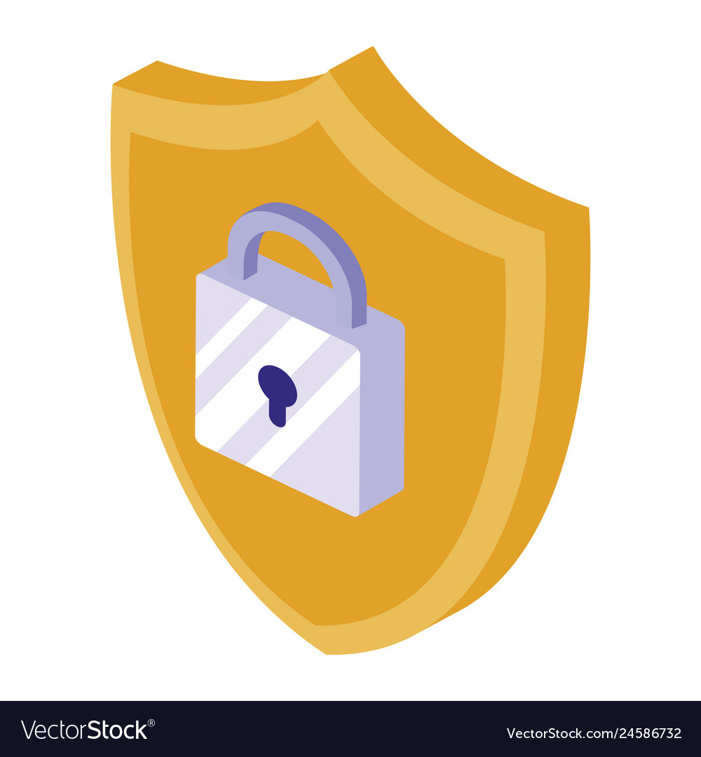Security shield and padlock Royalty Free Vector Image