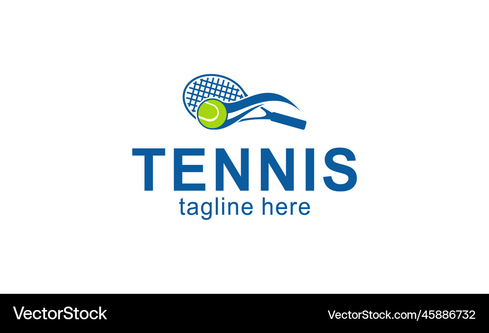 Tennis racket and ball logo design Royalty Free Vector Image