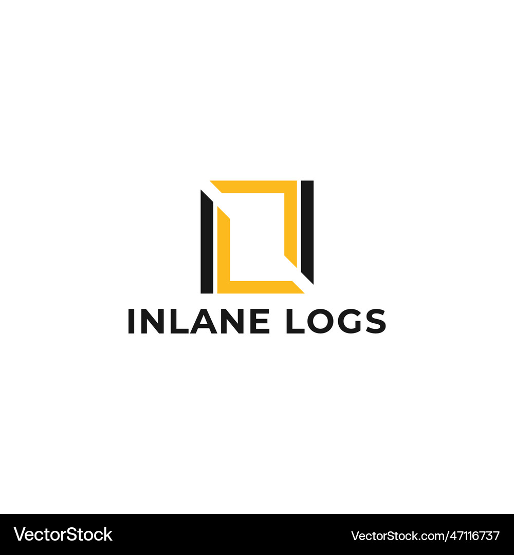 Abstract initial letter il or li logo in yellow Vector Image