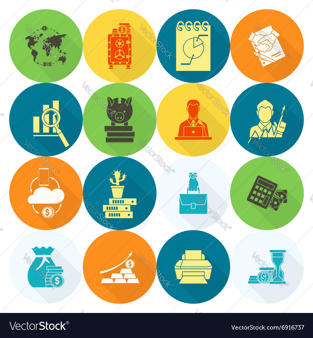 Business and finance icon set Royalty Free Vector Image