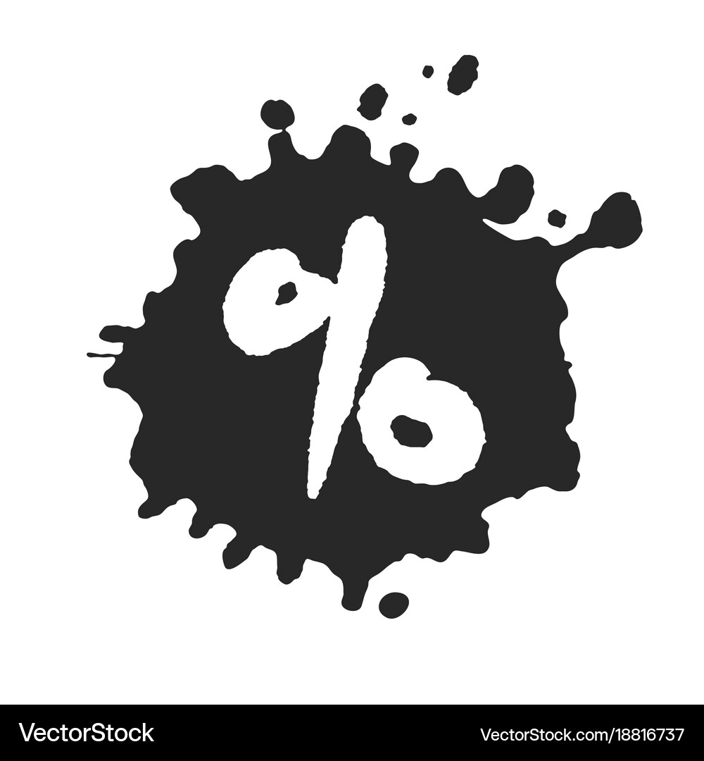 Calligraphy percent sign inside ink blot Vector Image