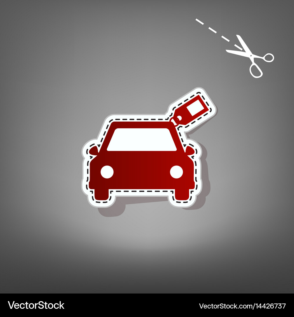 Car sign with tag red icon Royalty Free Vector Image