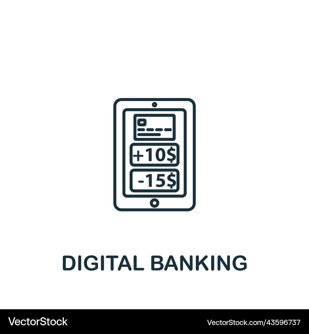 Digital banking icon monochrome simple fintech Vector Image