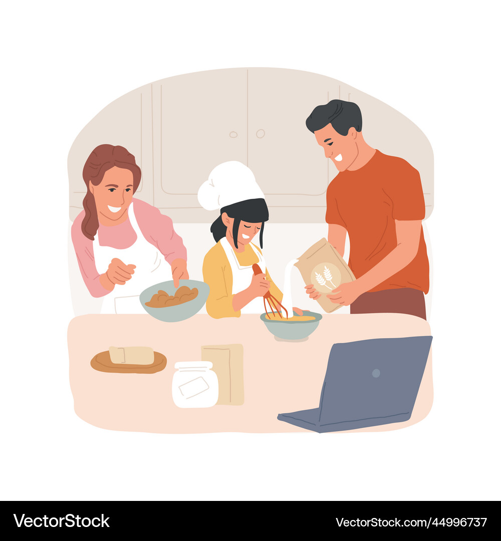 Family cooking classes isolated cartoon Royalty Free Vector