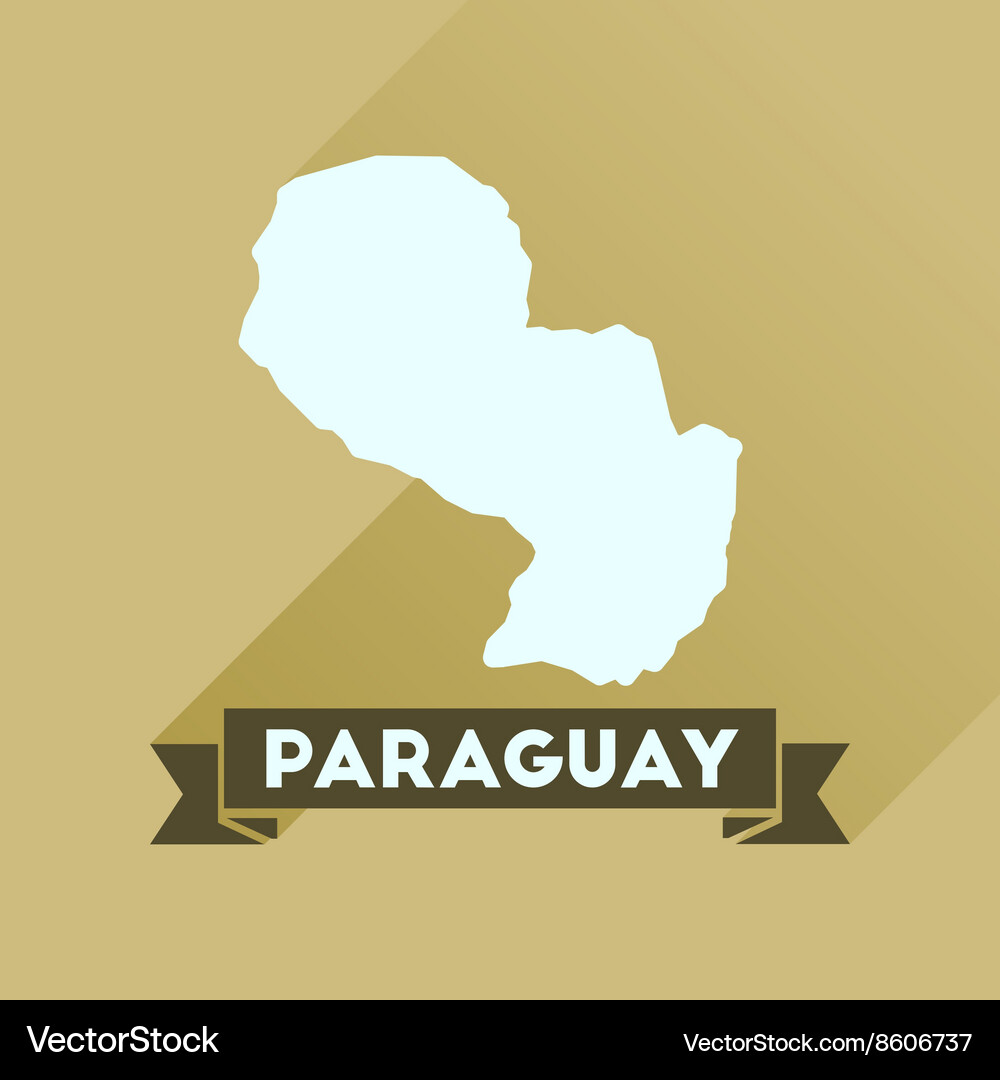 Flat icon with long shadow map of paraguay Vector Image