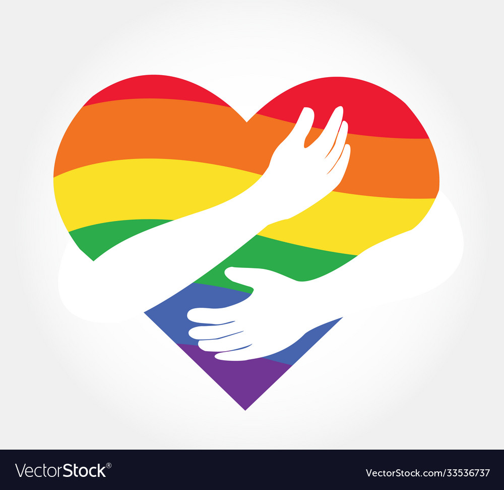 Hugging heart hug yourself lgbt Royalty Free Vector Image