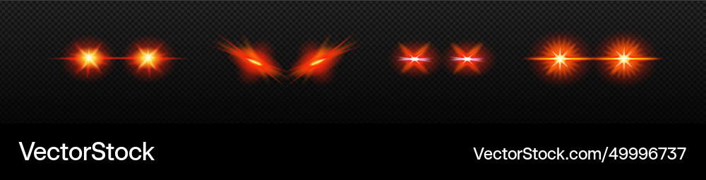Laser glowing eyes set dangerous red light Vector Image
