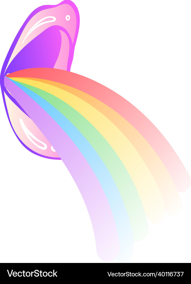 Pretty woman puking rainbow hand drawn isolated Vector Image