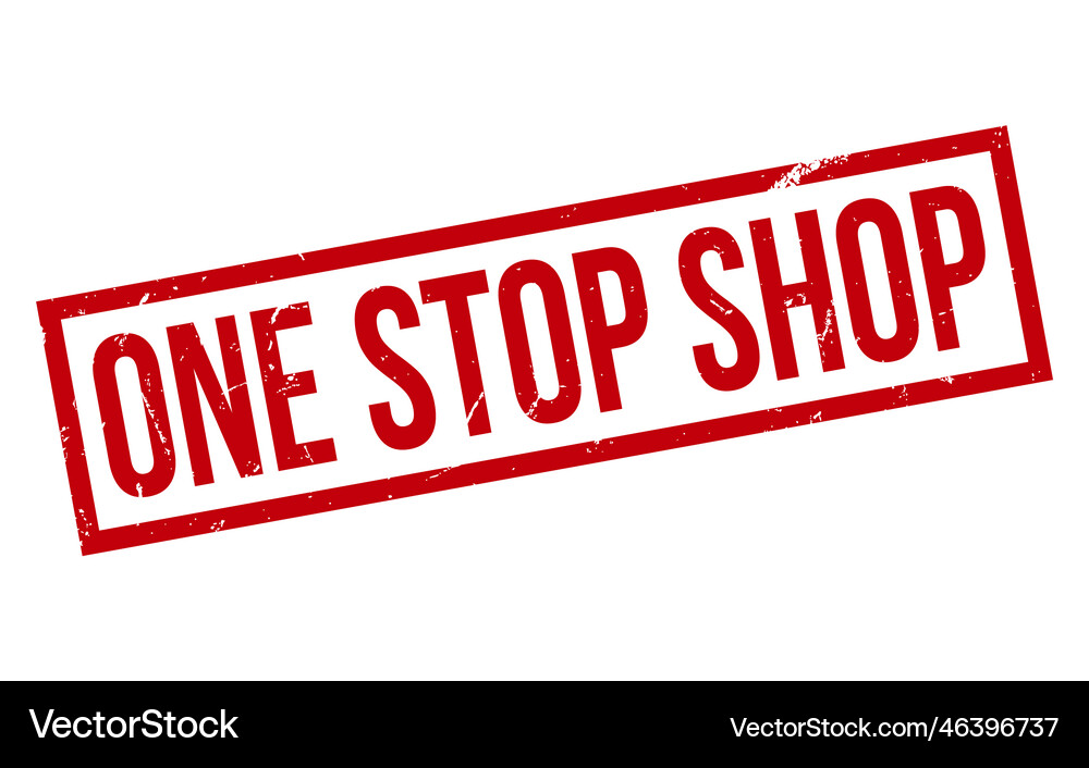 Red one stop shop rubber stamp seal Royalty Free Vector