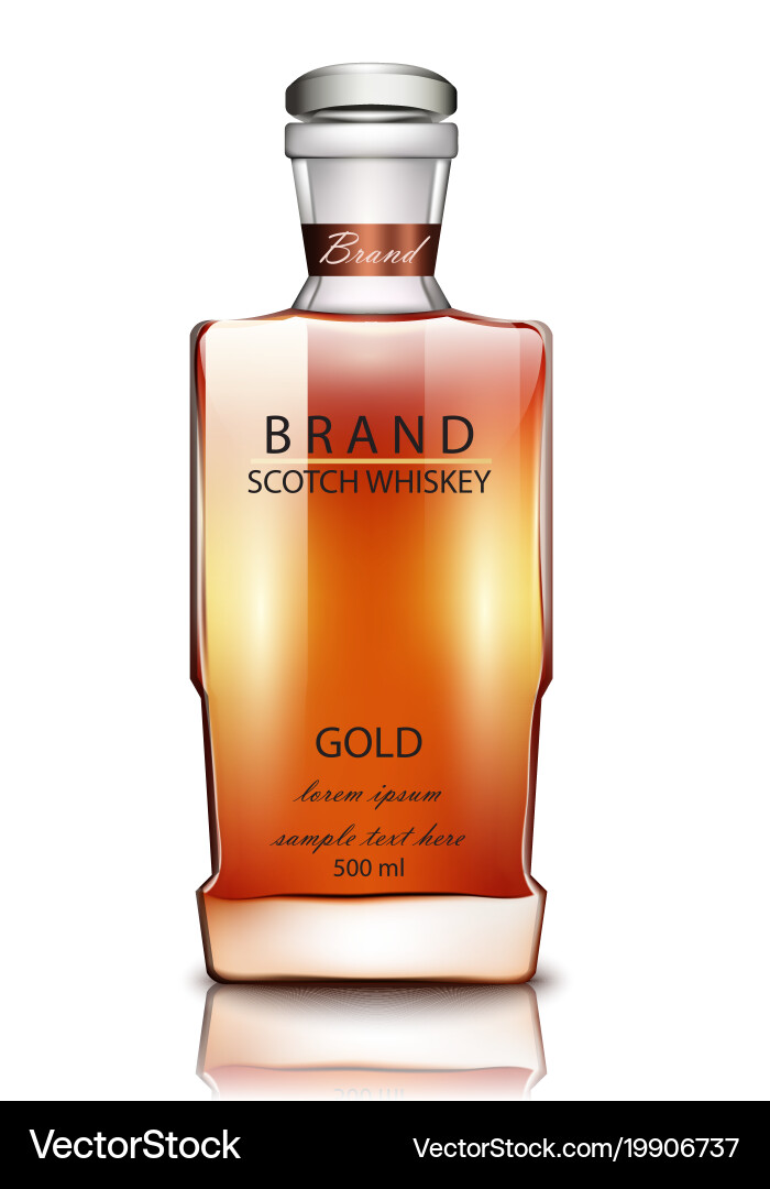 Scotch whiskey brand bottle realistic Royalty Free Vector